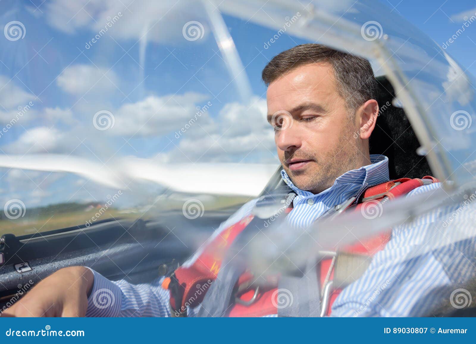 Man in cockpit sailplane stock image. Image of shirt - 89030807