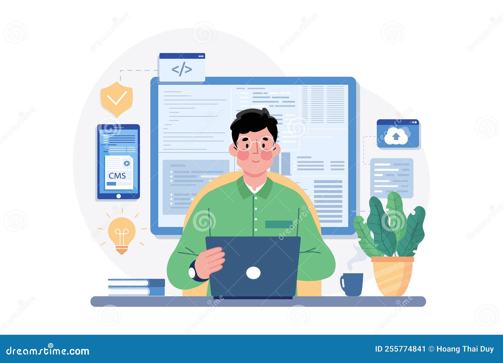 Man Coder Development Programming Computer Stock Vector Illustration Of Design Development