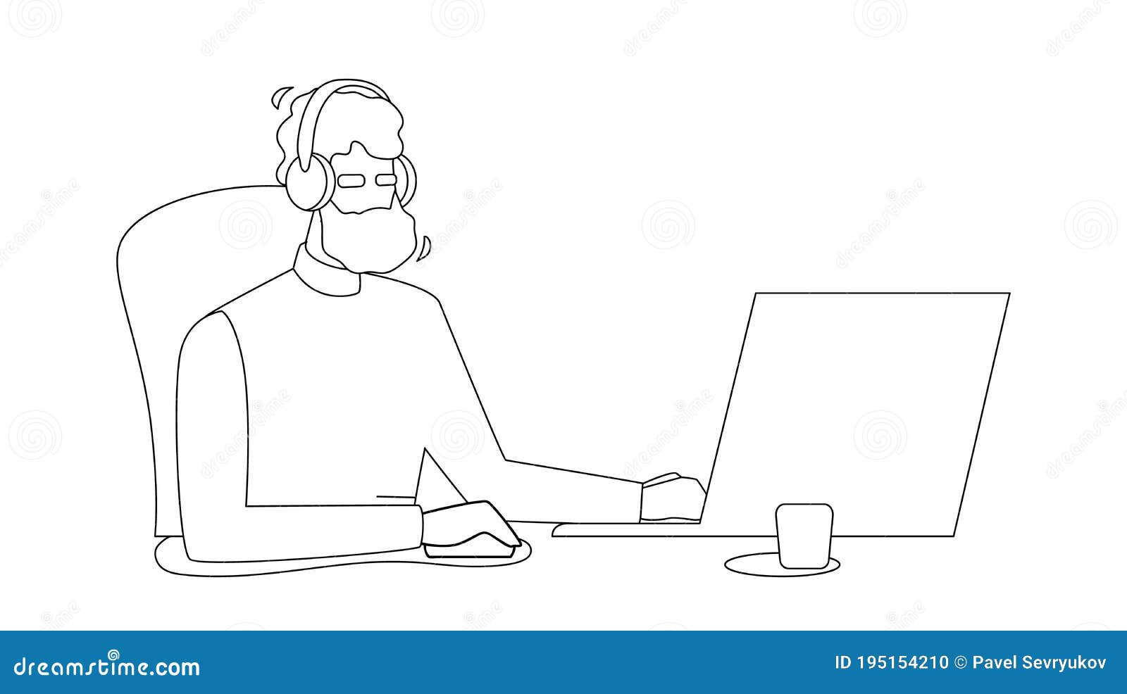 Man Coder Development Programming Computer Vector Illustration Stock