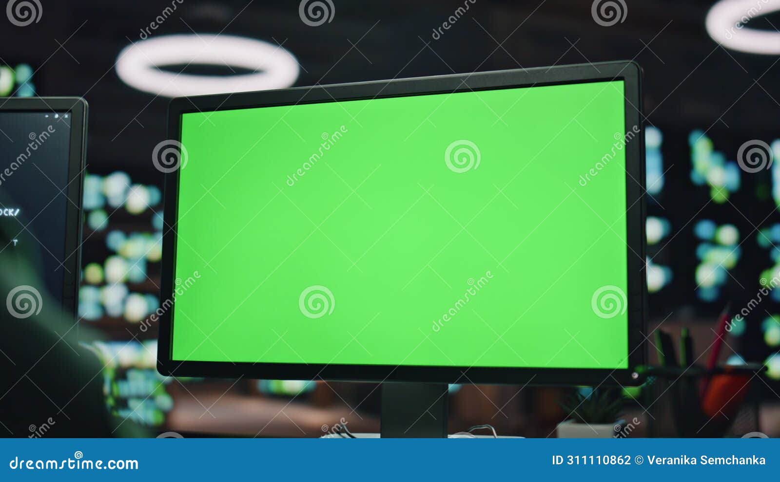 It Man Coding Green Screen Pc at Datacenter Closeup. Developer ...