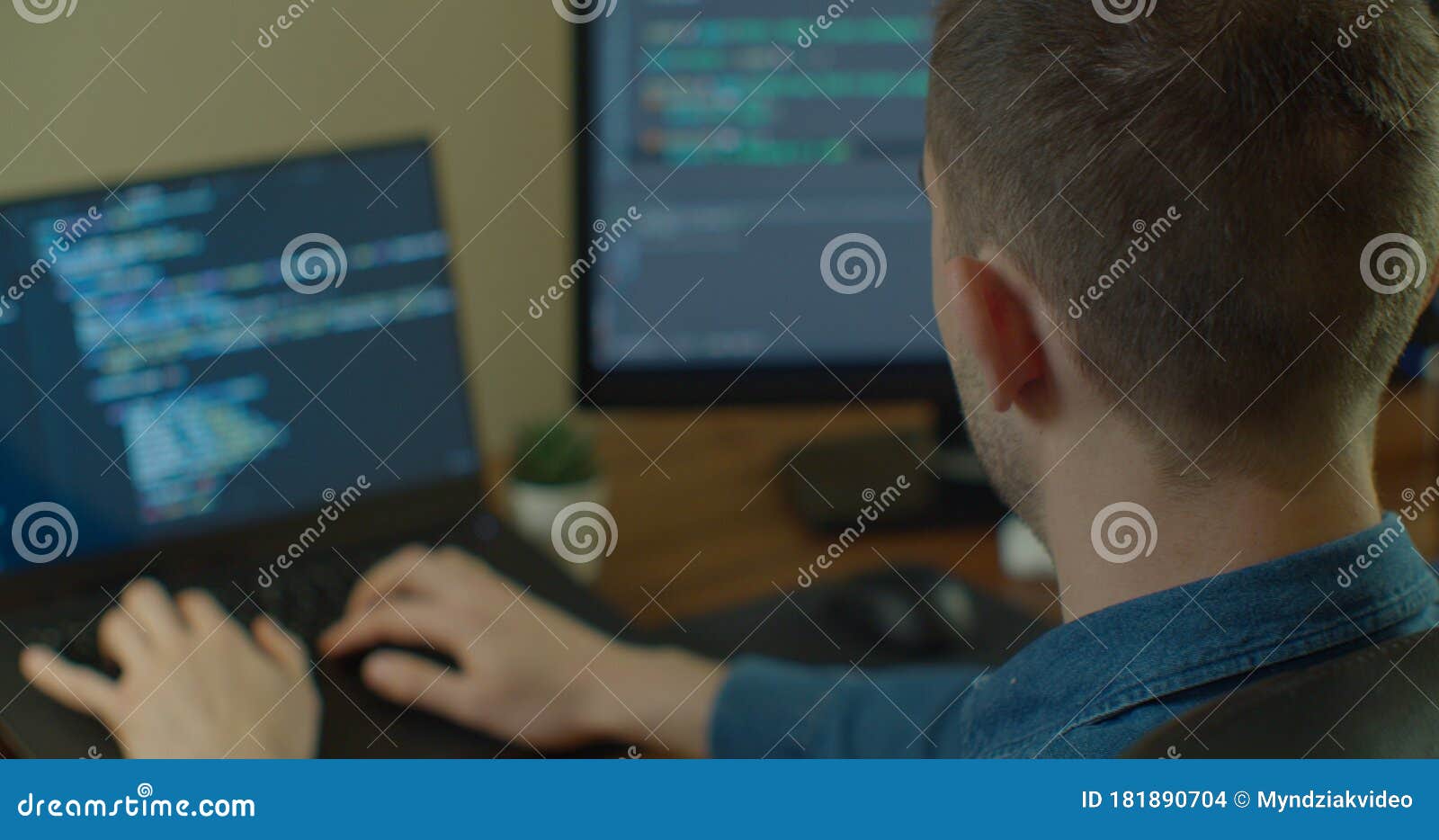 Man Coding Html and Programming on Screen Monitors, Development Web, Developer. Stock Photo ...