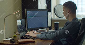 Man Coding Html and Programming on Screen Monitors, Development Web ...