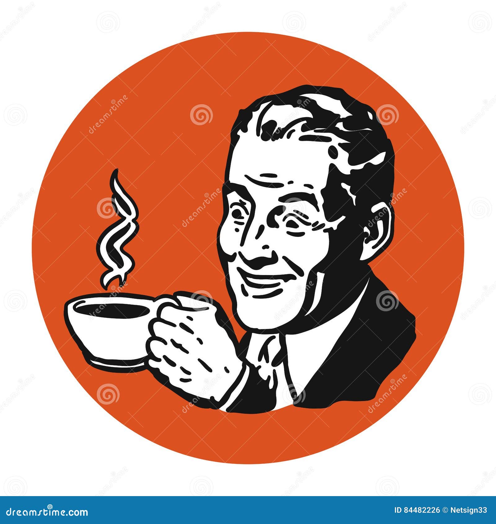 Man with Coffee Cup, Vintage Logo Stock Vector - Illustration of drink ...