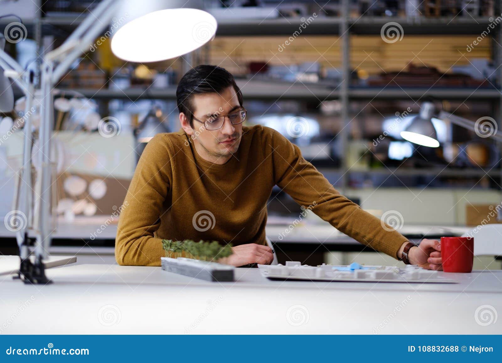 Engineering And Architecture Drawings On Workplace. Architect Desk With ...