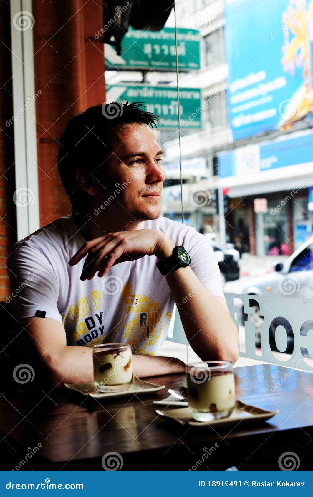 Man in the coffee shop. stock image. Image of adult, happy - 18919491