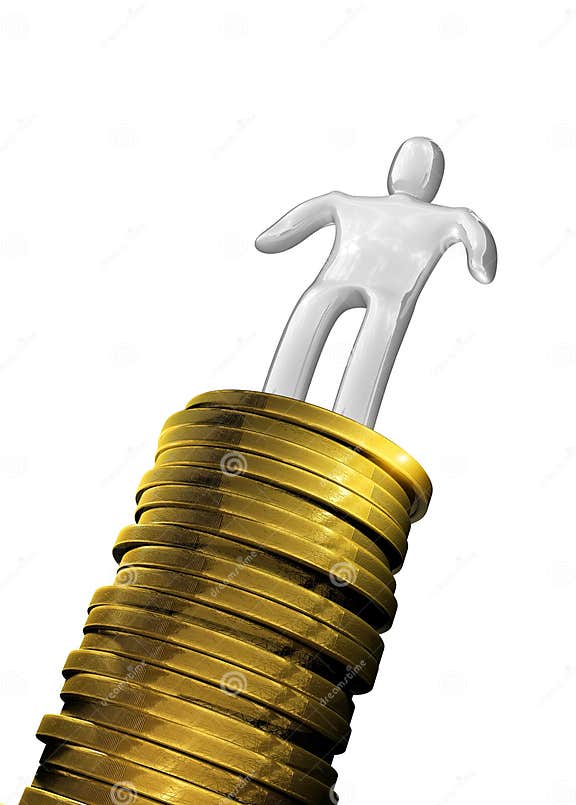 Man on Coins Column Isolated Stock Illustration - Illustration of ...