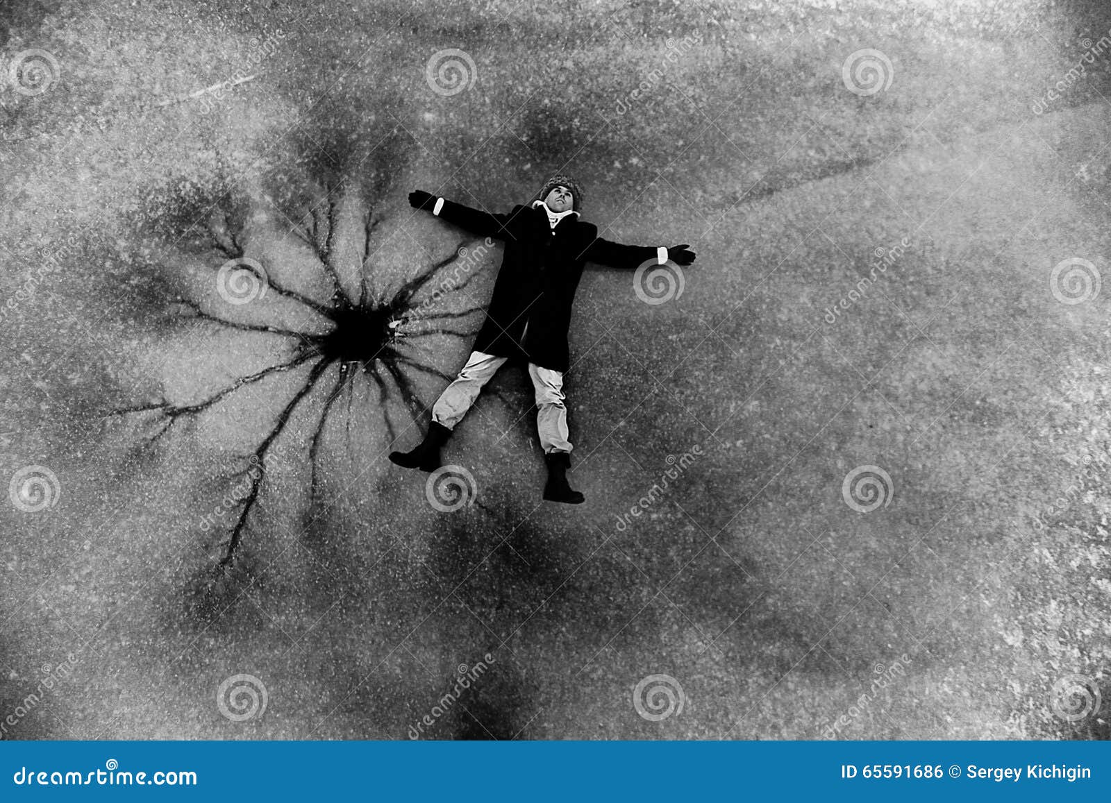 Man on the cold ice stock photo. Image of sadness, male - 65591686