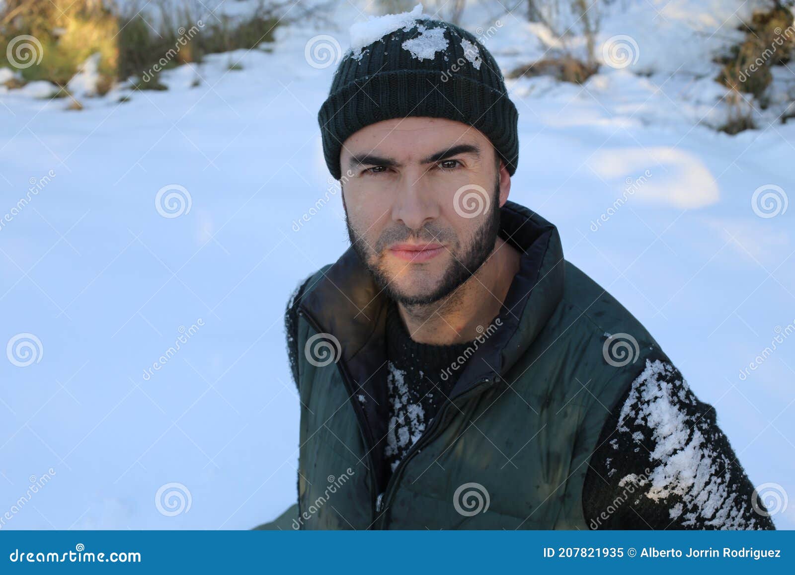 Man in the cold weather stock image. Image of brutal - 207821935