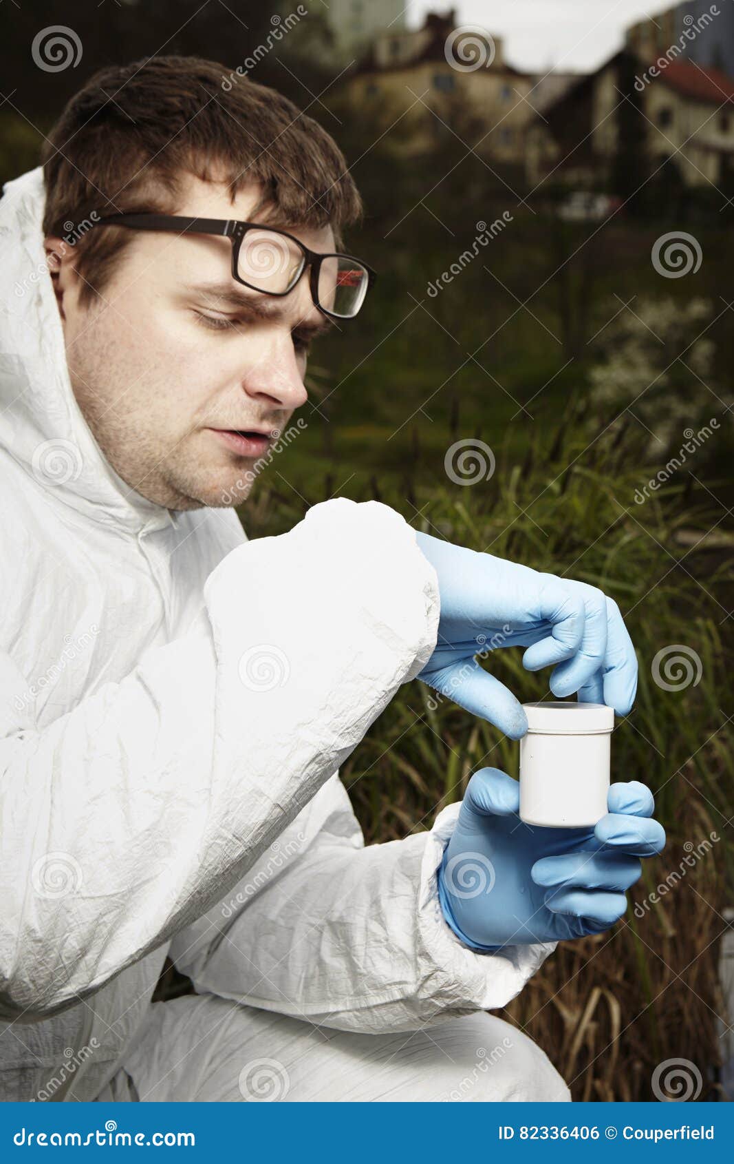 Man Collecting of Water Sample Stock Photo - Image of contaminated ...