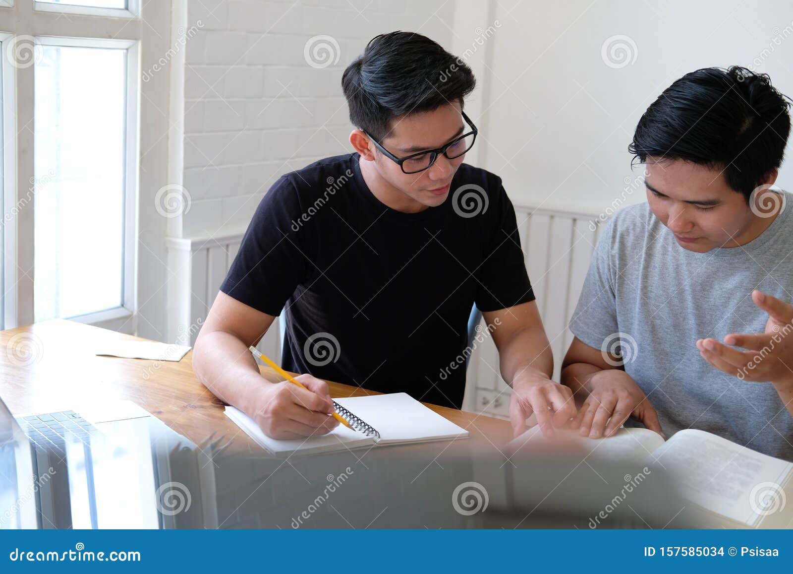 Man College Student Studying Learning Talking Discussing Assignment ...