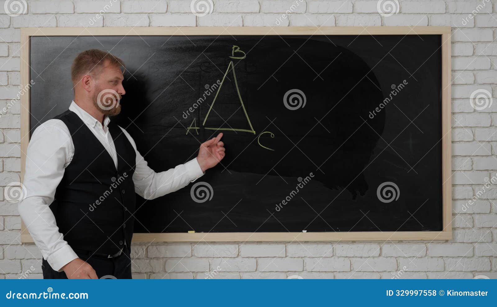 Geometry Lesson Is Much Fun. Little Girls Holding Protractor And Ruler ...