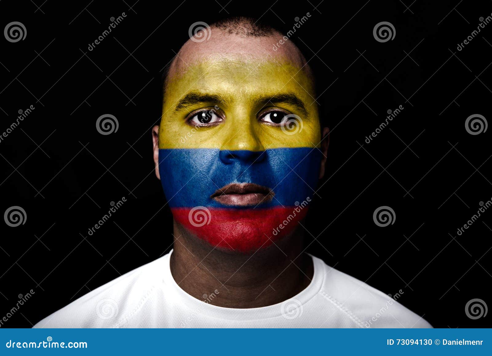 Man with Colombia flag stock photo. Image of young, paint - 73094130