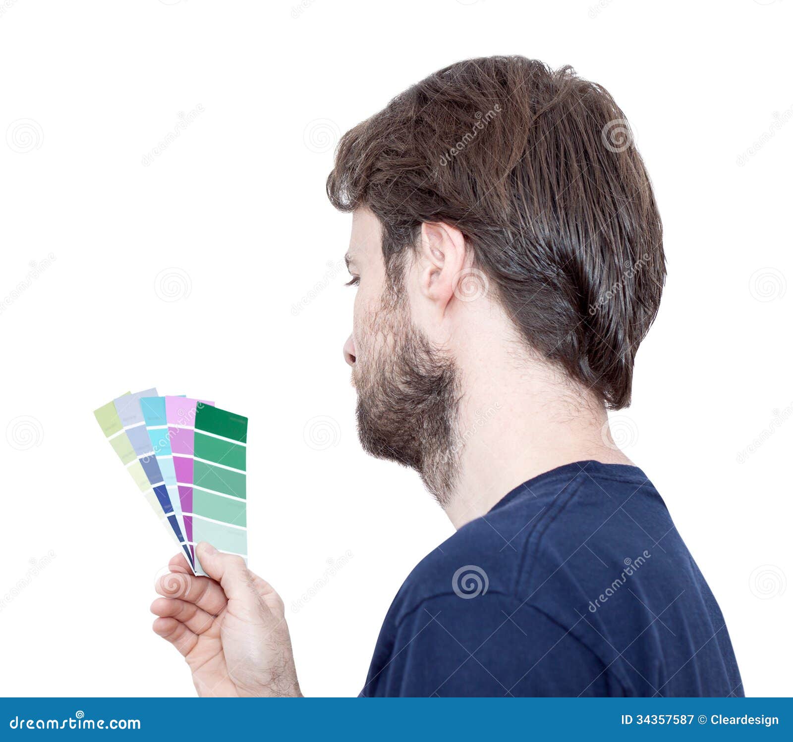 Man with Color Samples Isolated on White - Renovation Stock Image ...