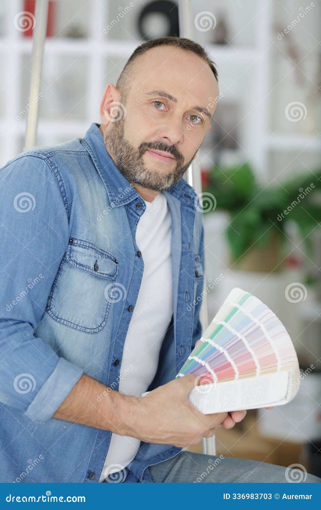 Man with color swatch stock image. Image of inspiration - 336983703