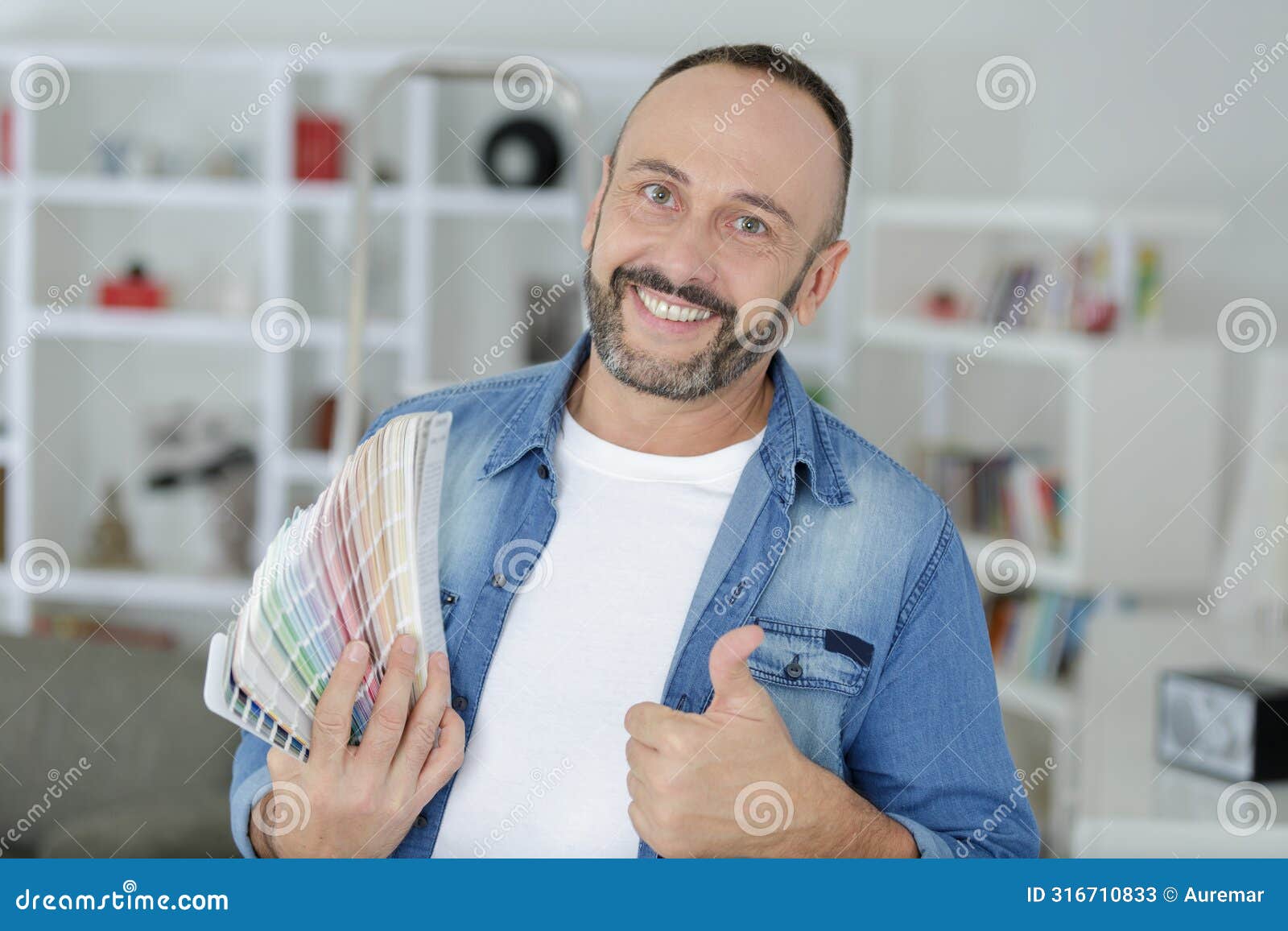 Man with Color Swatches in Your Hand Stock Image - Image of thumbup ...