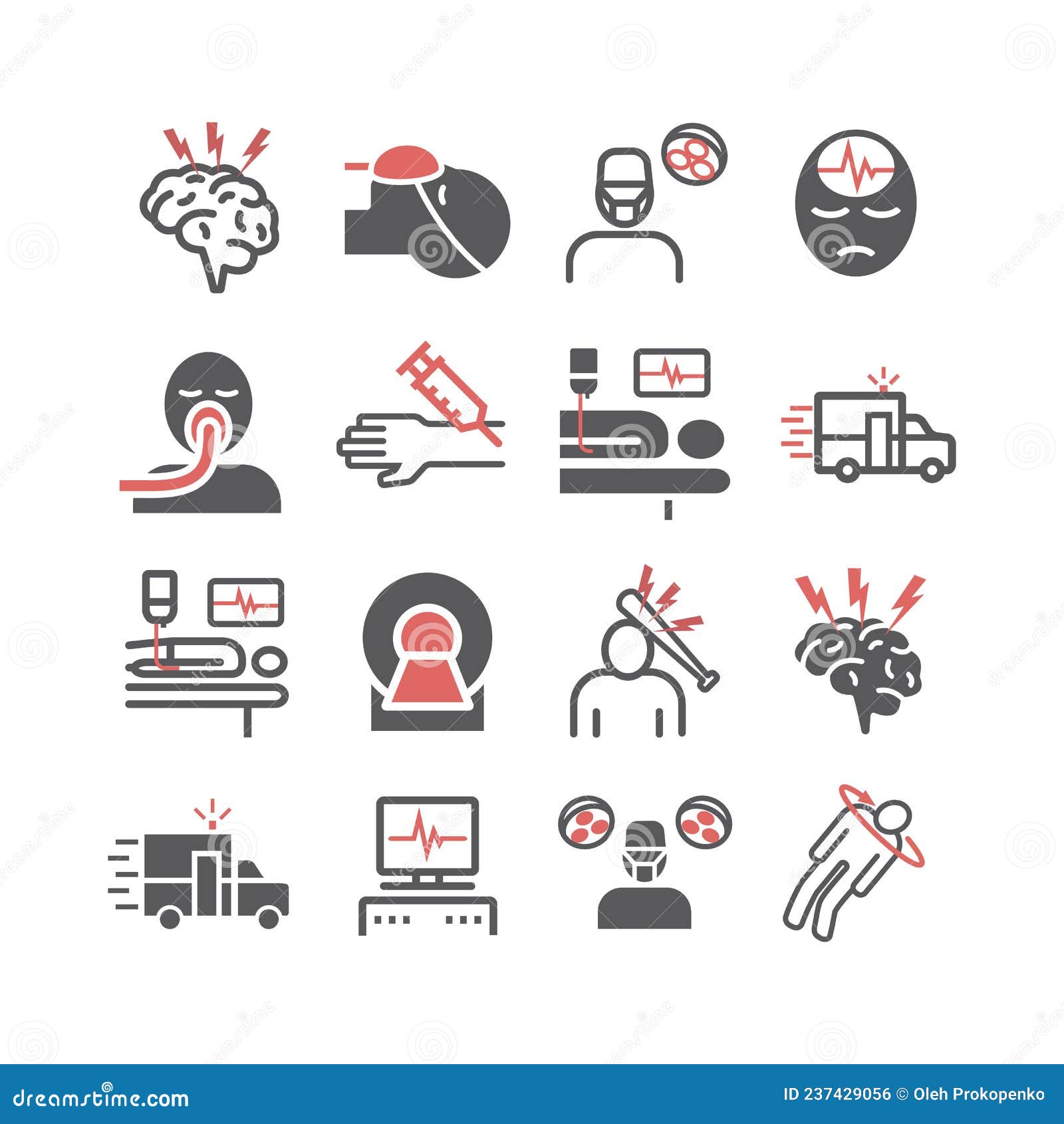 Man in a Coma. Hospital Bed. Infographic Line Icons Stock Vector ...