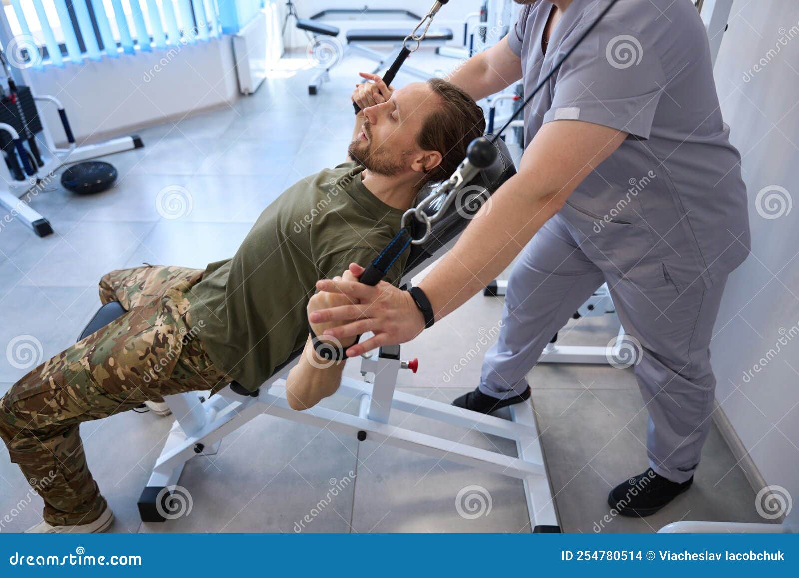 Man after Combat Wound is Engaged in Simulator in Military Sanatorium ...
