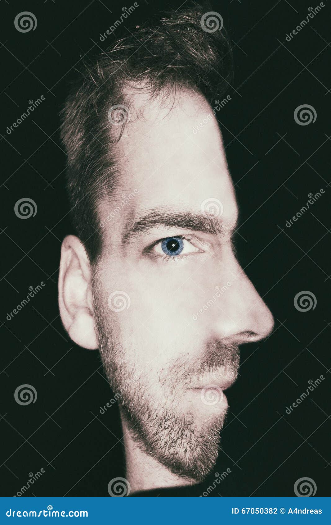 Man with Combined View of Front Stock Photo - Image of concept ...