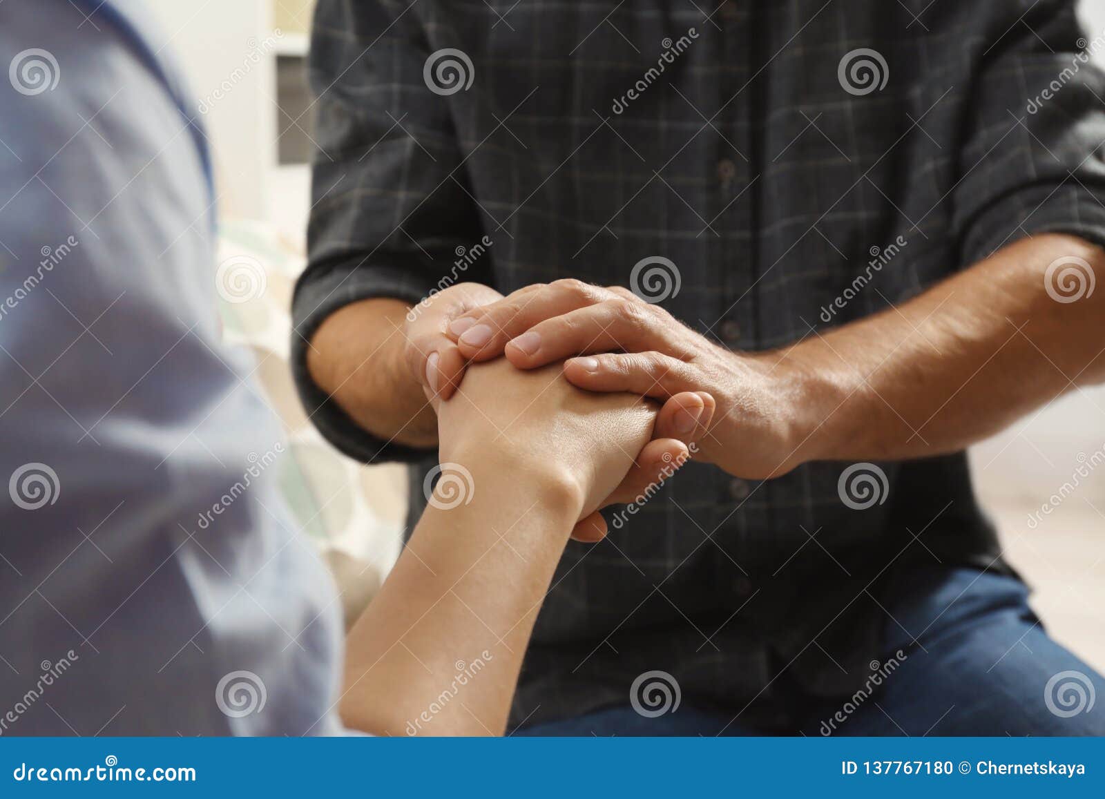 Man Comforting Woman, Closeup of Hands. Stock Photo - Image of guide ...