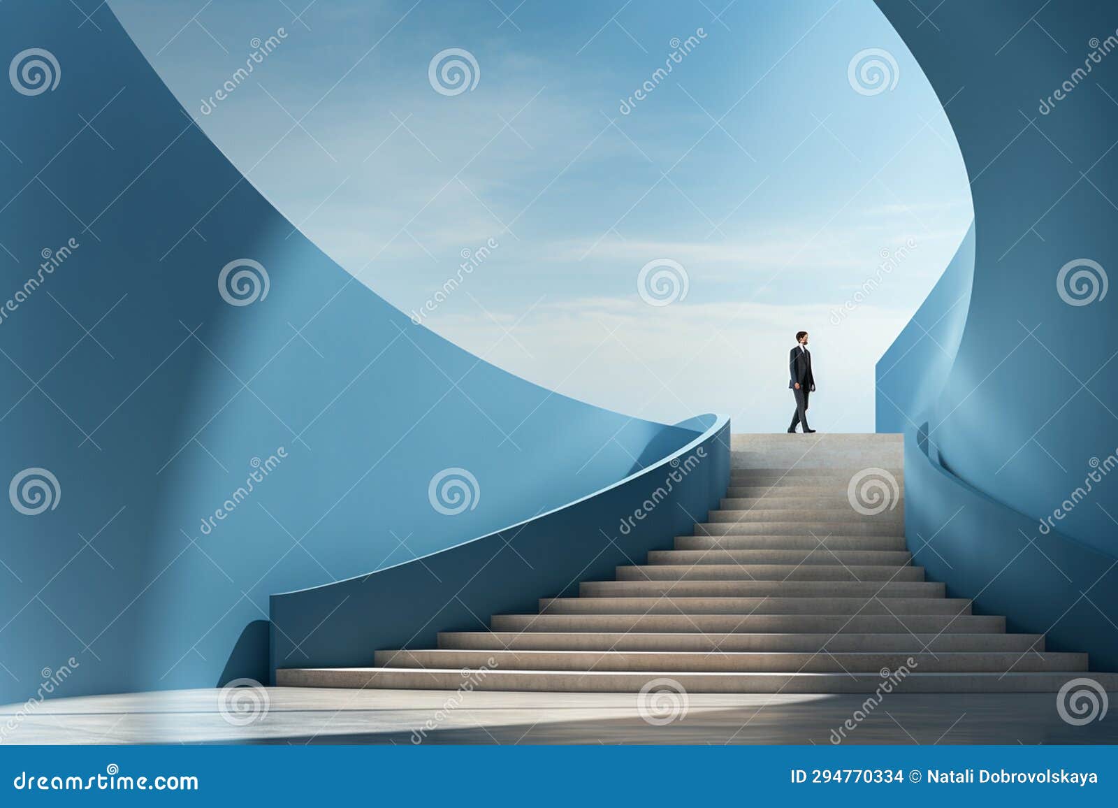 Man Coming Up the Stairs,self Development Concept, Career Stock ...