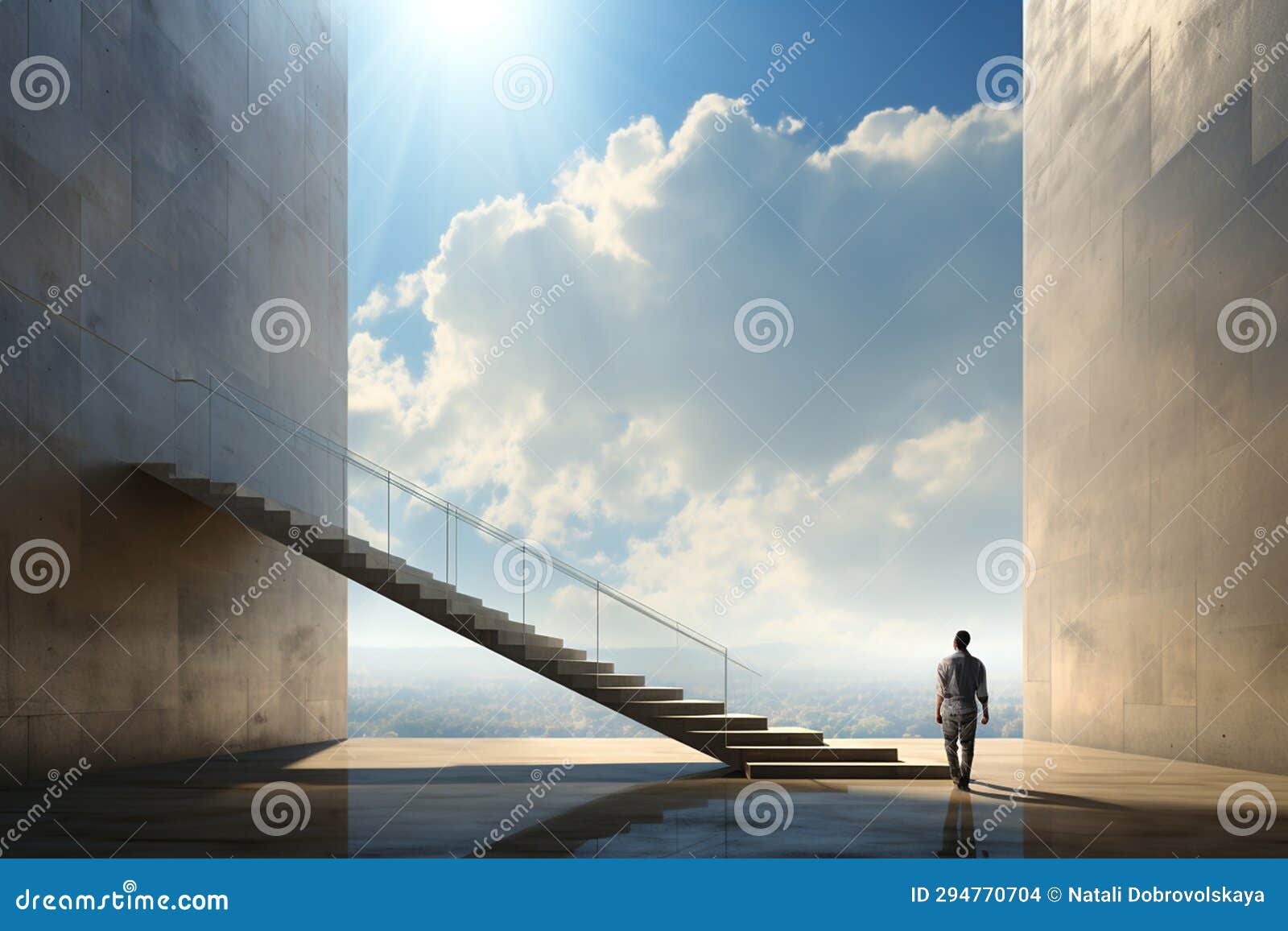 Man Coming Up the Stairs,self Development Concept, Career Stock Photo ...