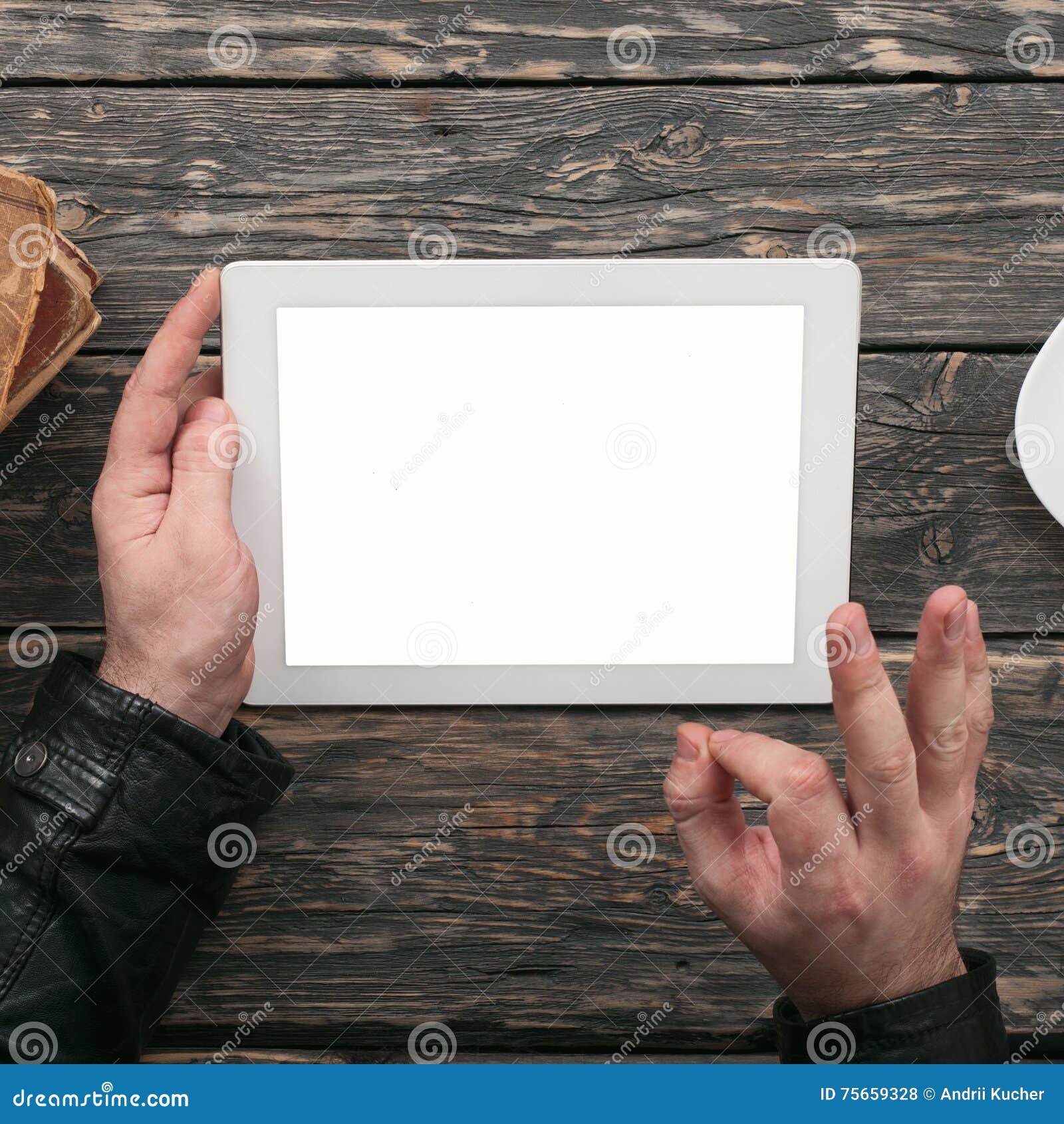 Man Communicates Via the Internet Using the Tablet Stock Photo - Image ...