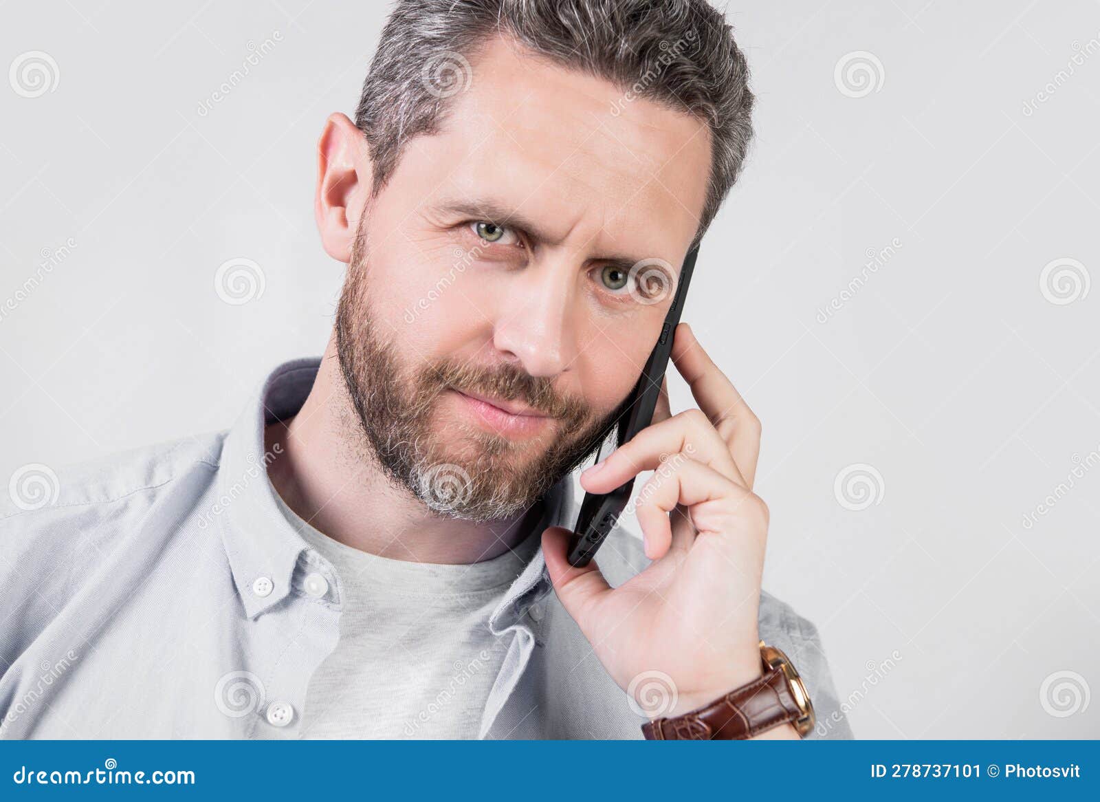 Man with Communication Call in Studio. Communication Call of Man Stock ...