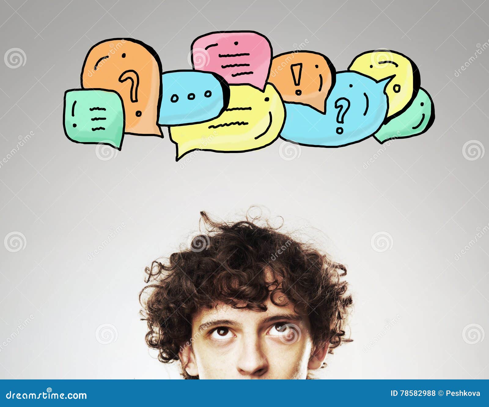 Man with Communication Icons Stock Photo - Image of drawing ...