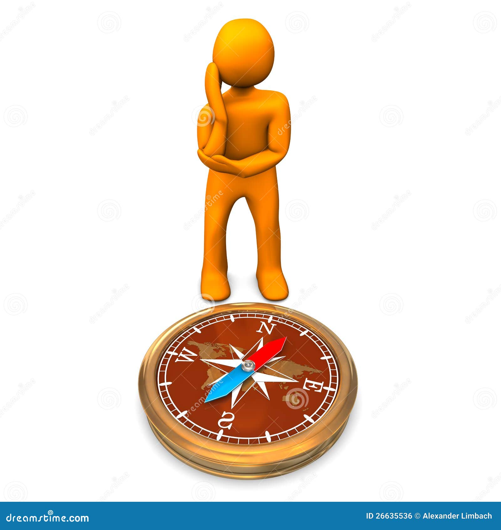 3d Man Thinking With A Compass Cartoon Vector | CartoonDealer.com #36750017