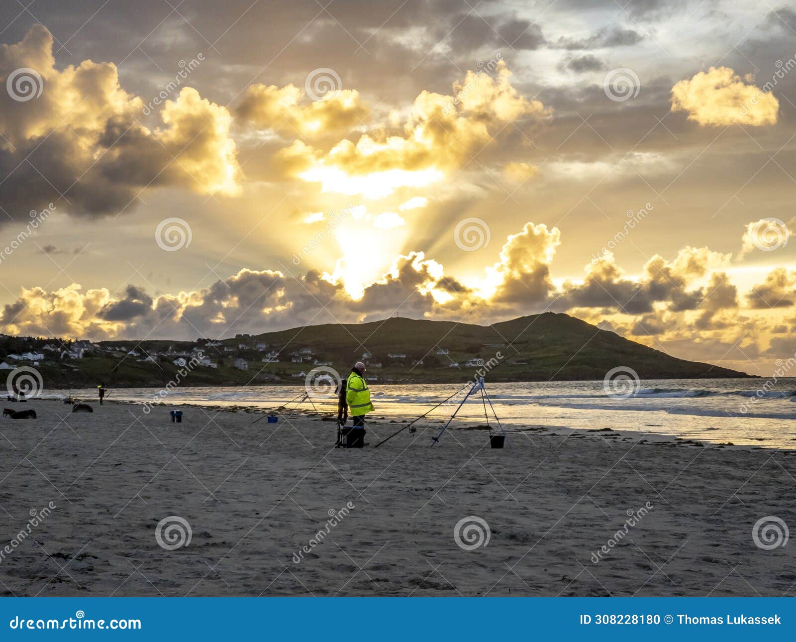 20 Man are Competing in a Fishing Competition on the Beach. Stock Photo ...