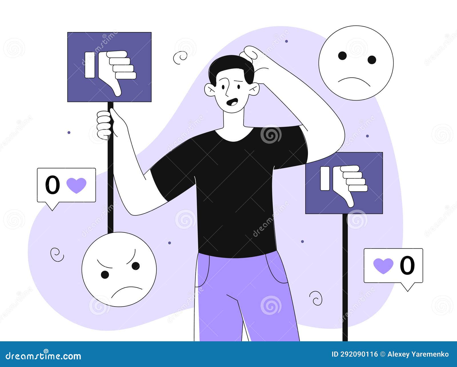 Man with Complain Vector Line Concept Stock Illustration - Illustration ...