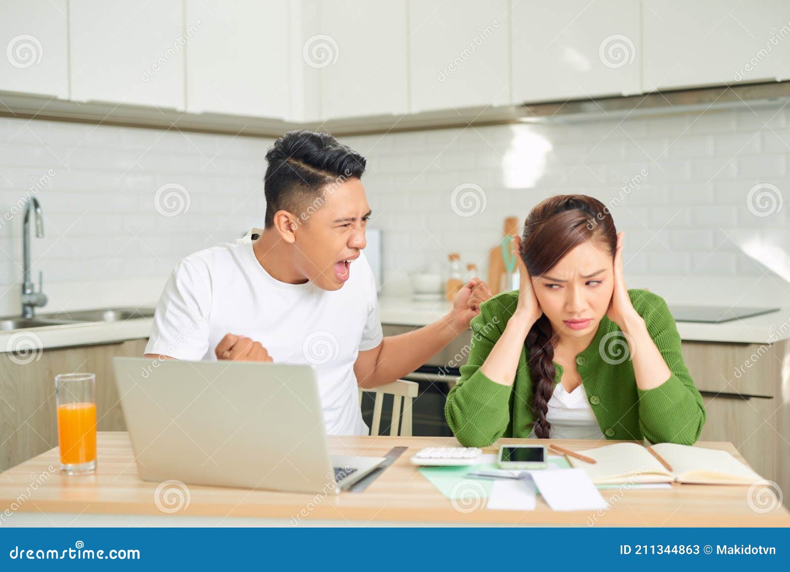 A Man Complains To the Woman at Home Stock Image - Image of together ...