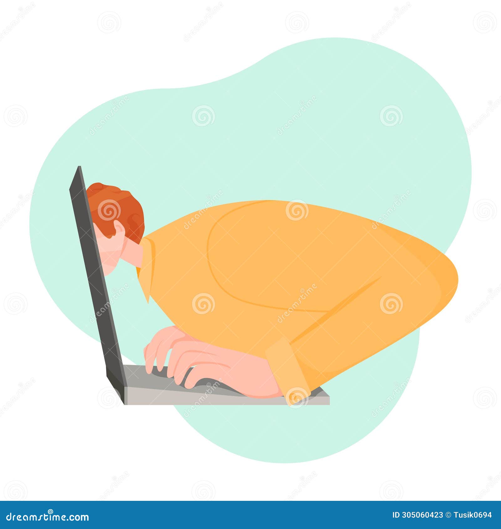 Man Completely Immersed In Work Cartoon Vector | CartoonDealer.com ...