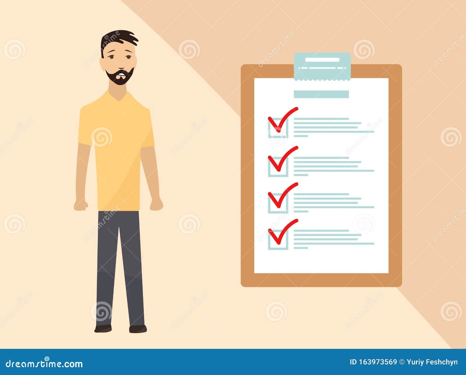 Man with Completing Checklist on Clipboard. Business Concept Stock ...