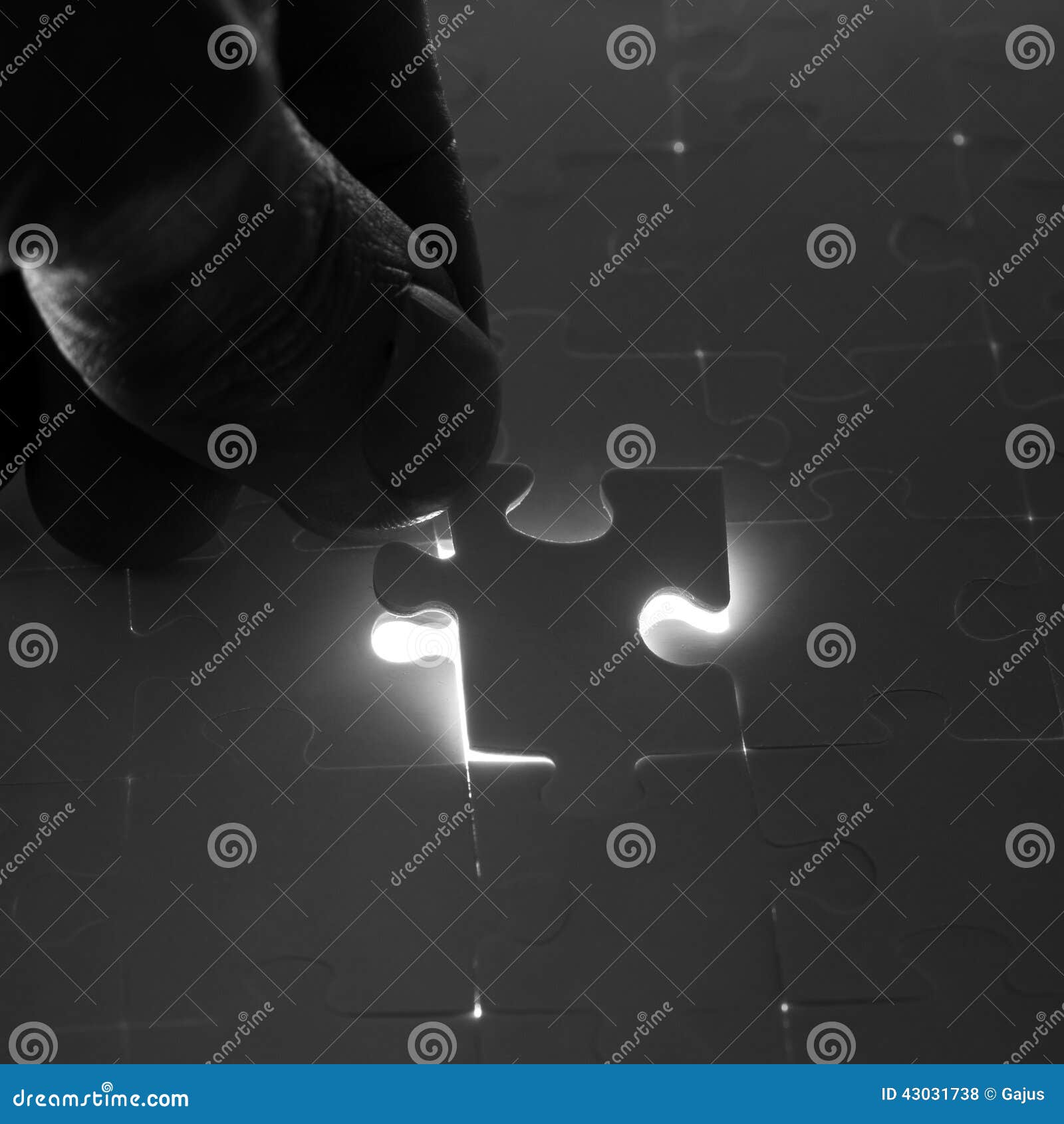 Man Completing a Jigsaw Puzzle Stock Photo - Image of perfect ...