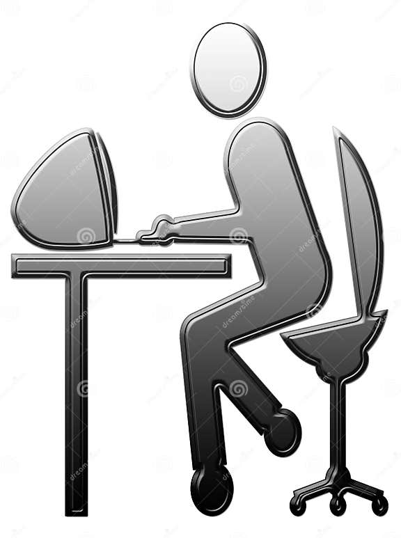 Man at Computer stock illustration. Illustration of graphic - 1273234