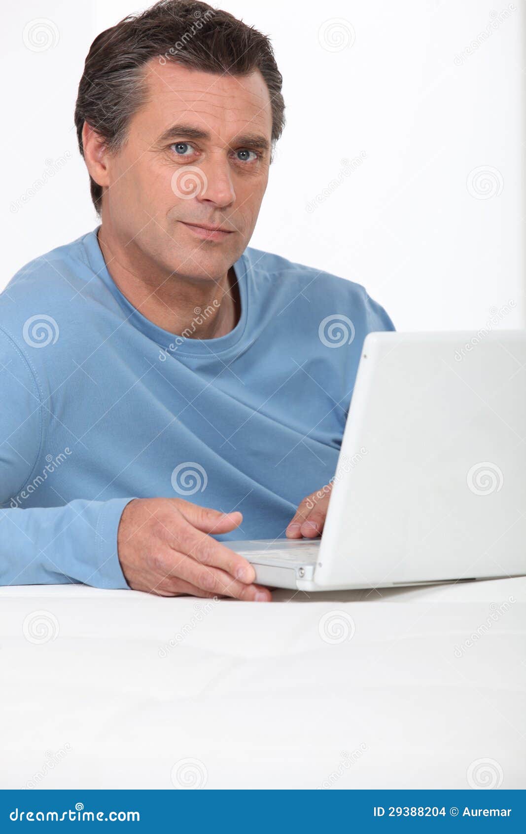 Man with computer stock photo. Image of tickets, blue - 29388204