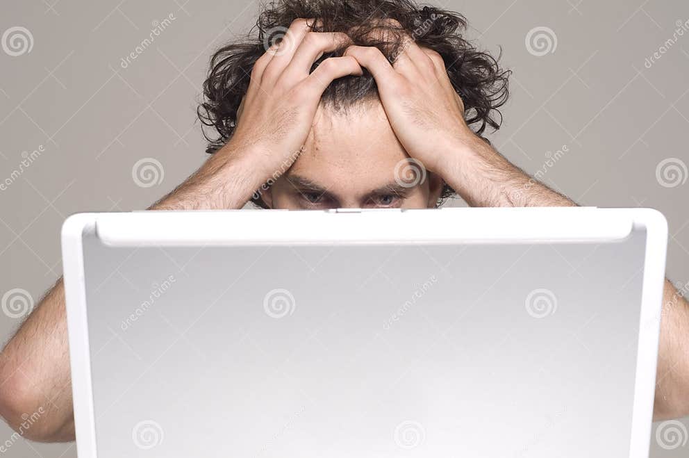 Man and computer stock photo. Image of failure, emotion - 9861246