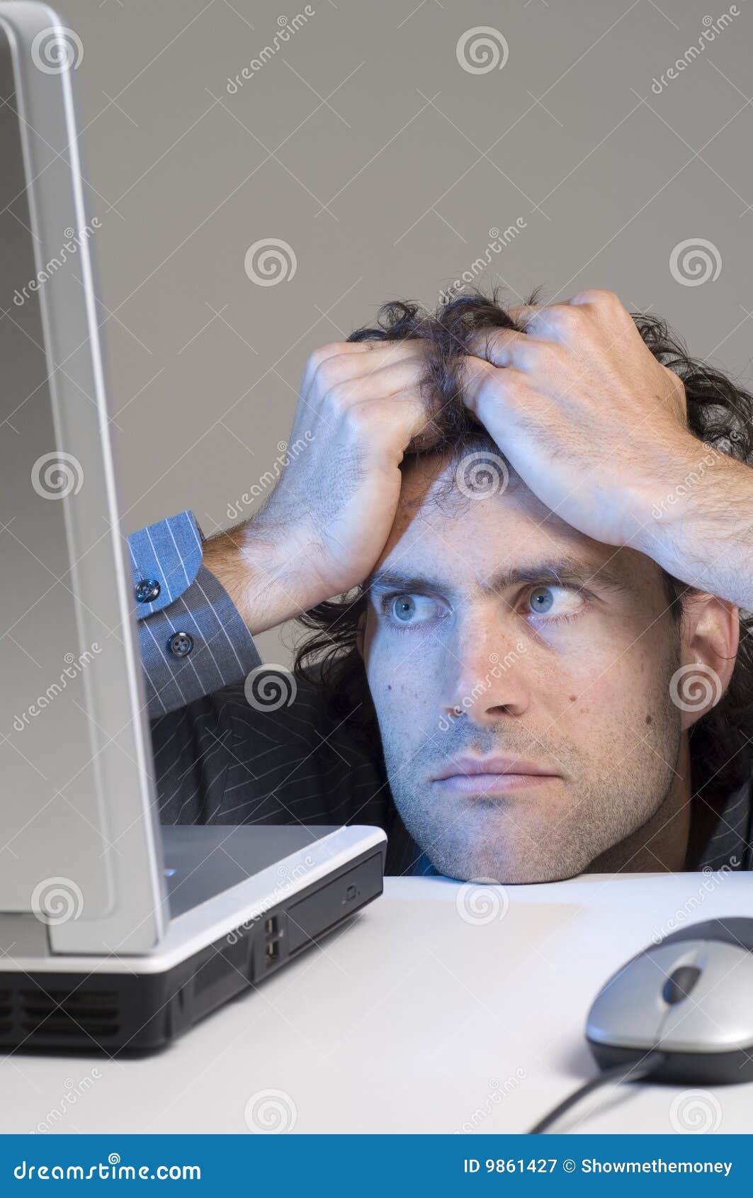 Man and computer stock image. Image of business, expression - 9861427