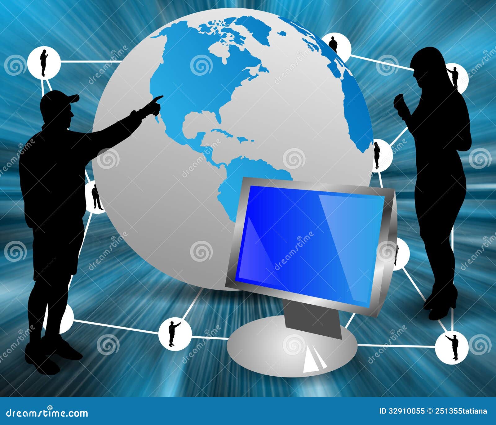 Man and computer stock illustration. Illustration of culture - 32910055