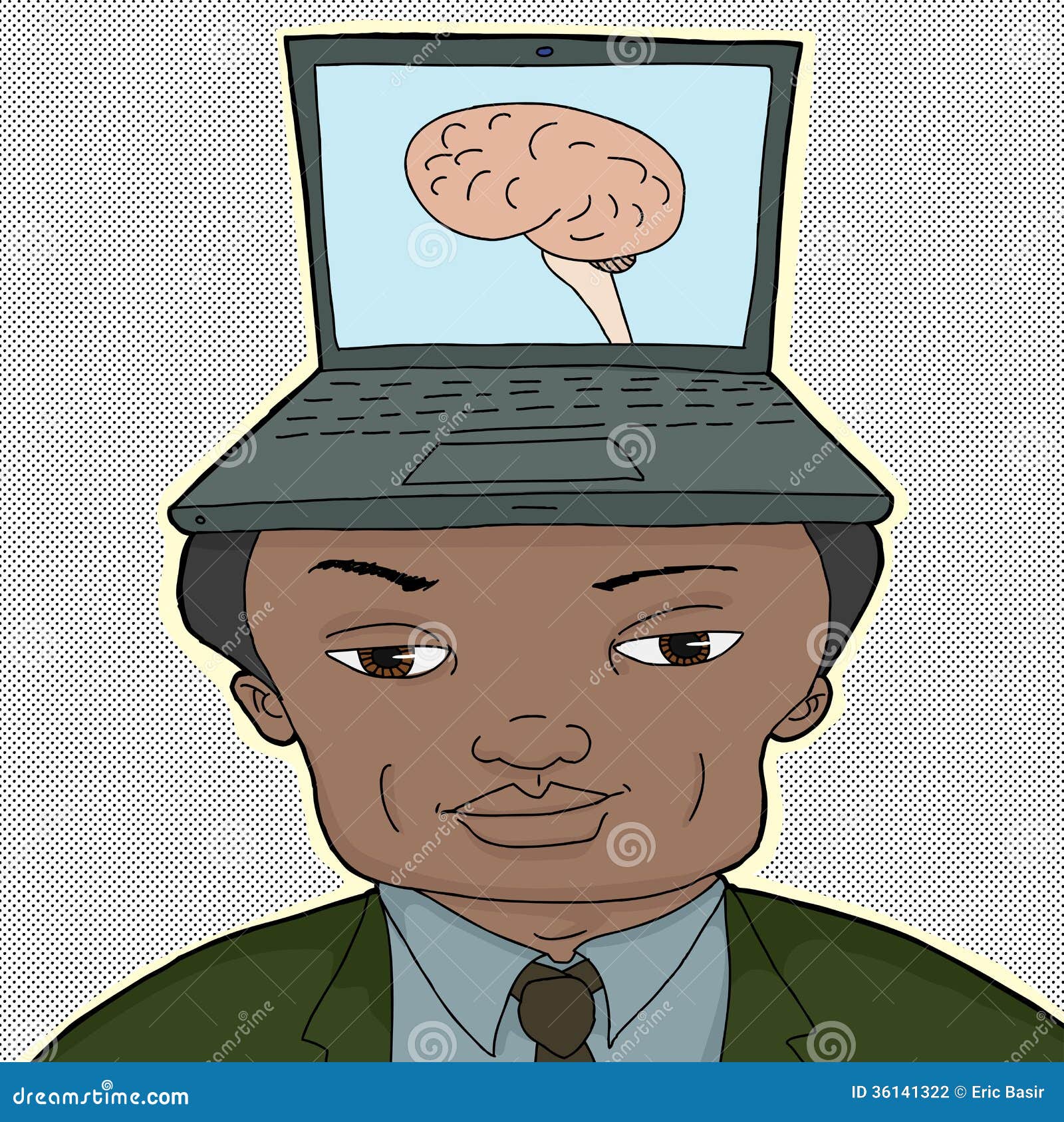 Man with Computer Brain stock vector. Illustration of head - 36141322