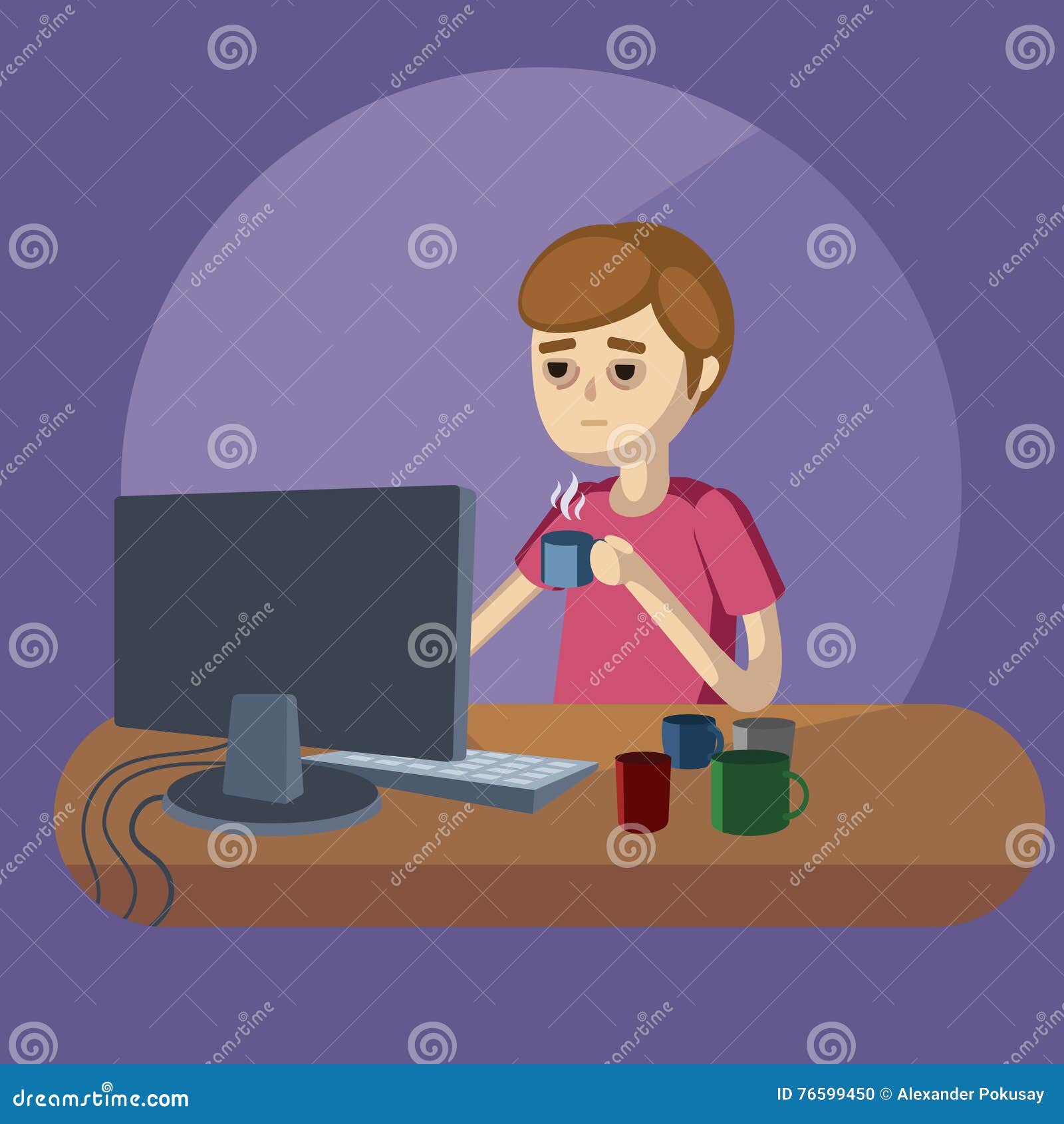 Man and Computer Cartoon Vector Illustration Stock Vector ...