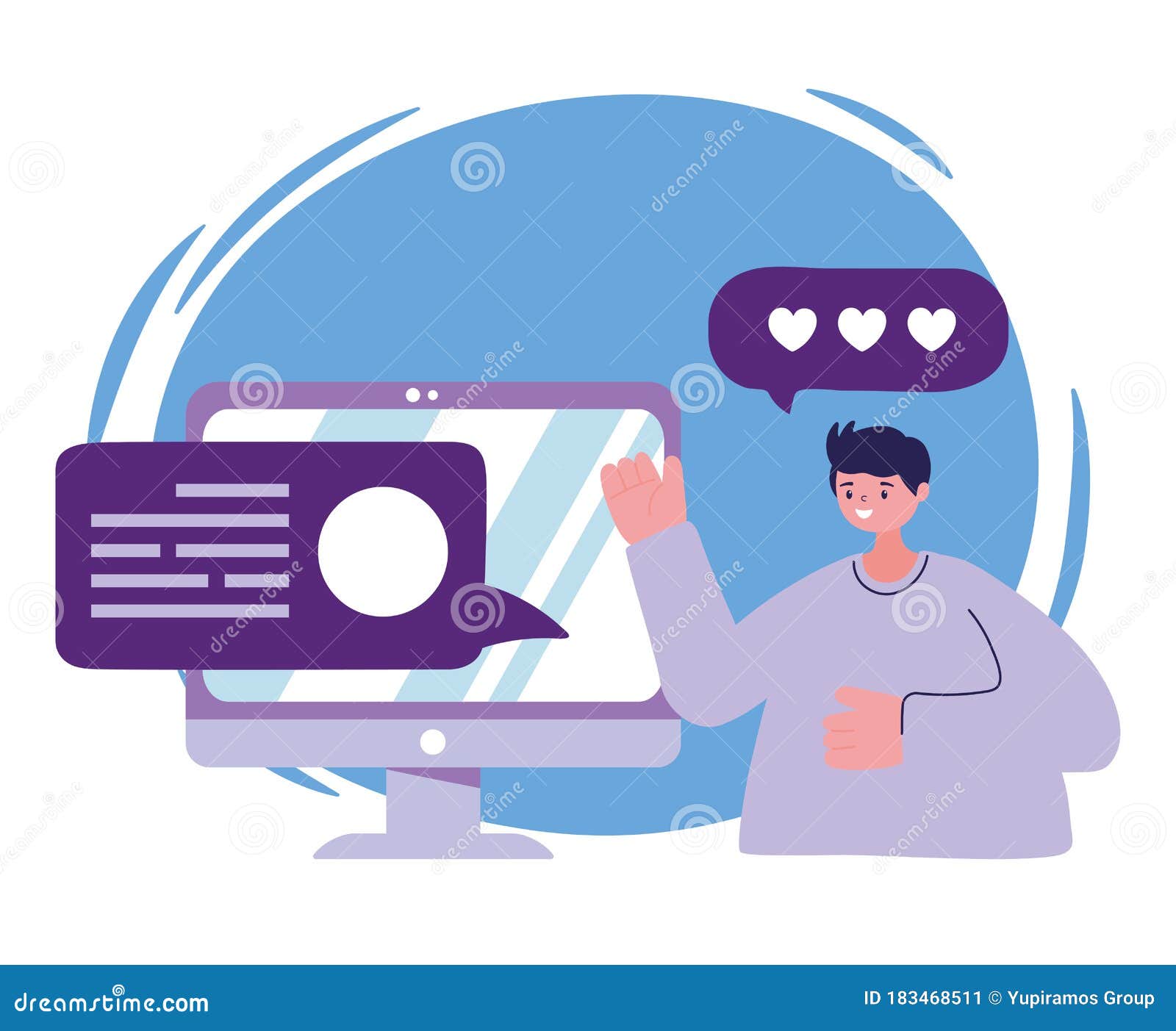Man with Computer Chatting Vector Design Stock Vector - Illustration of ...
