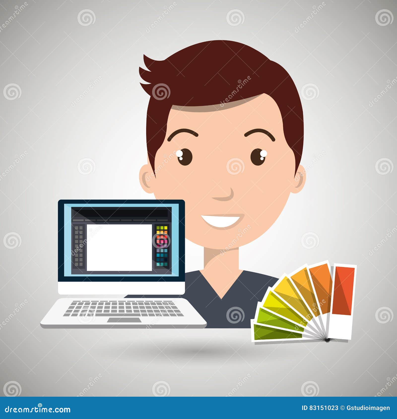 Man computer color chart stock illustration. Illustration of ...