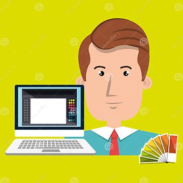 Man computer color chart stock illustration. Illustration of graphic ...