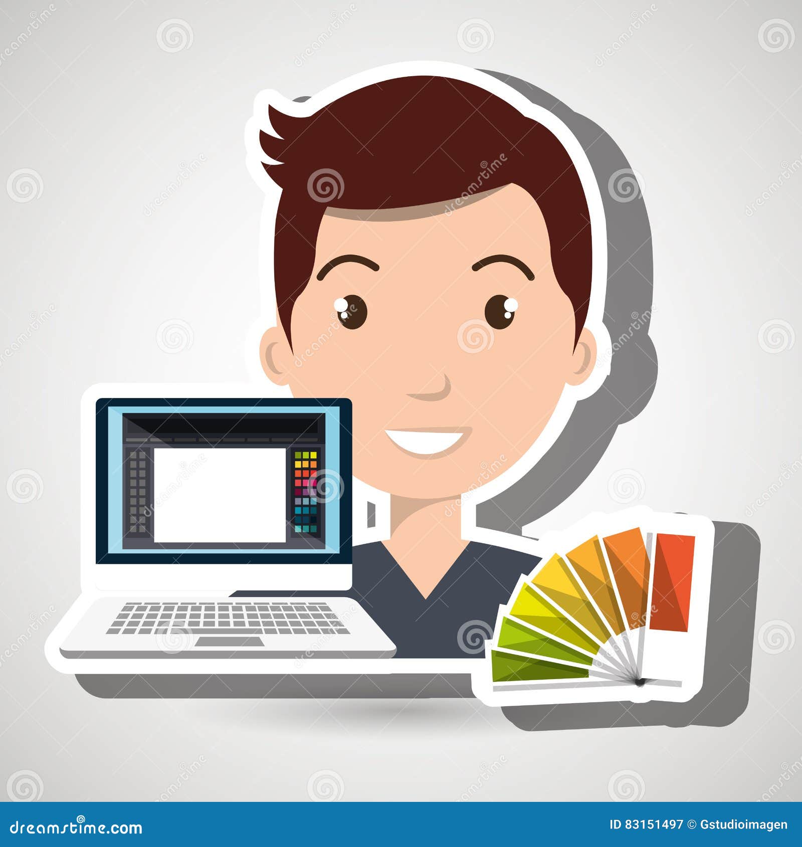 Man computer color chart stock illustration. Illustration of computer ...