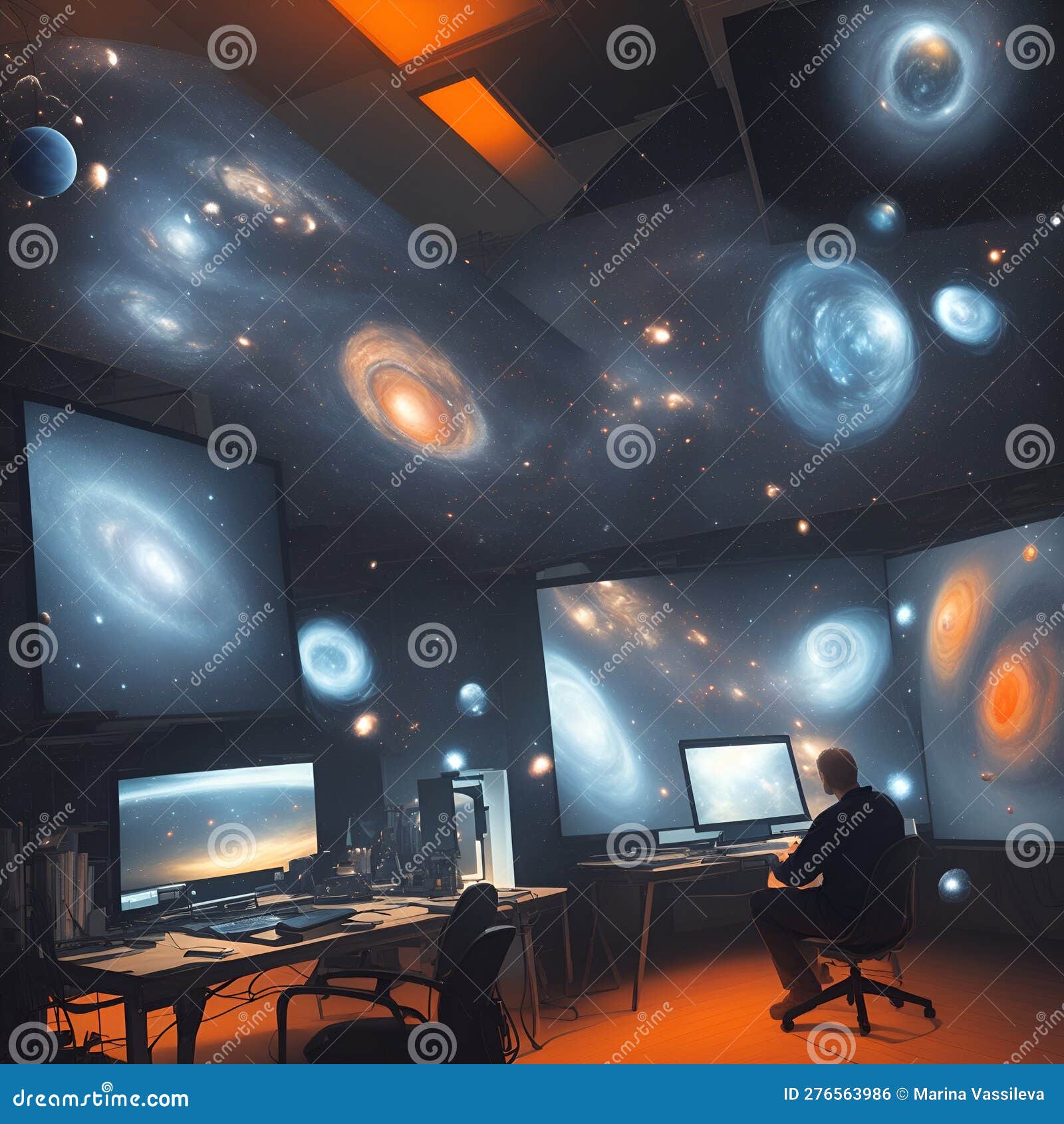 Man by Computer and Creating Images Generated by Artificial ...