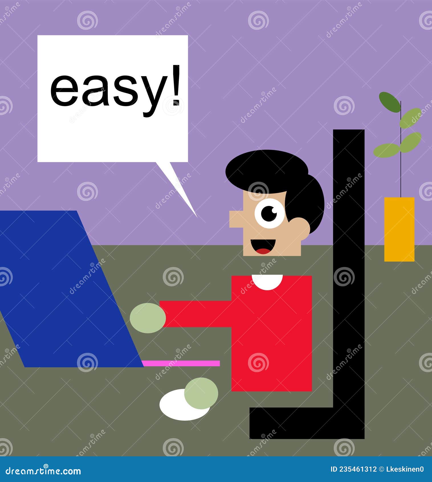 Man on Computer Doing Easy Work Illustration Stock Illustration ...