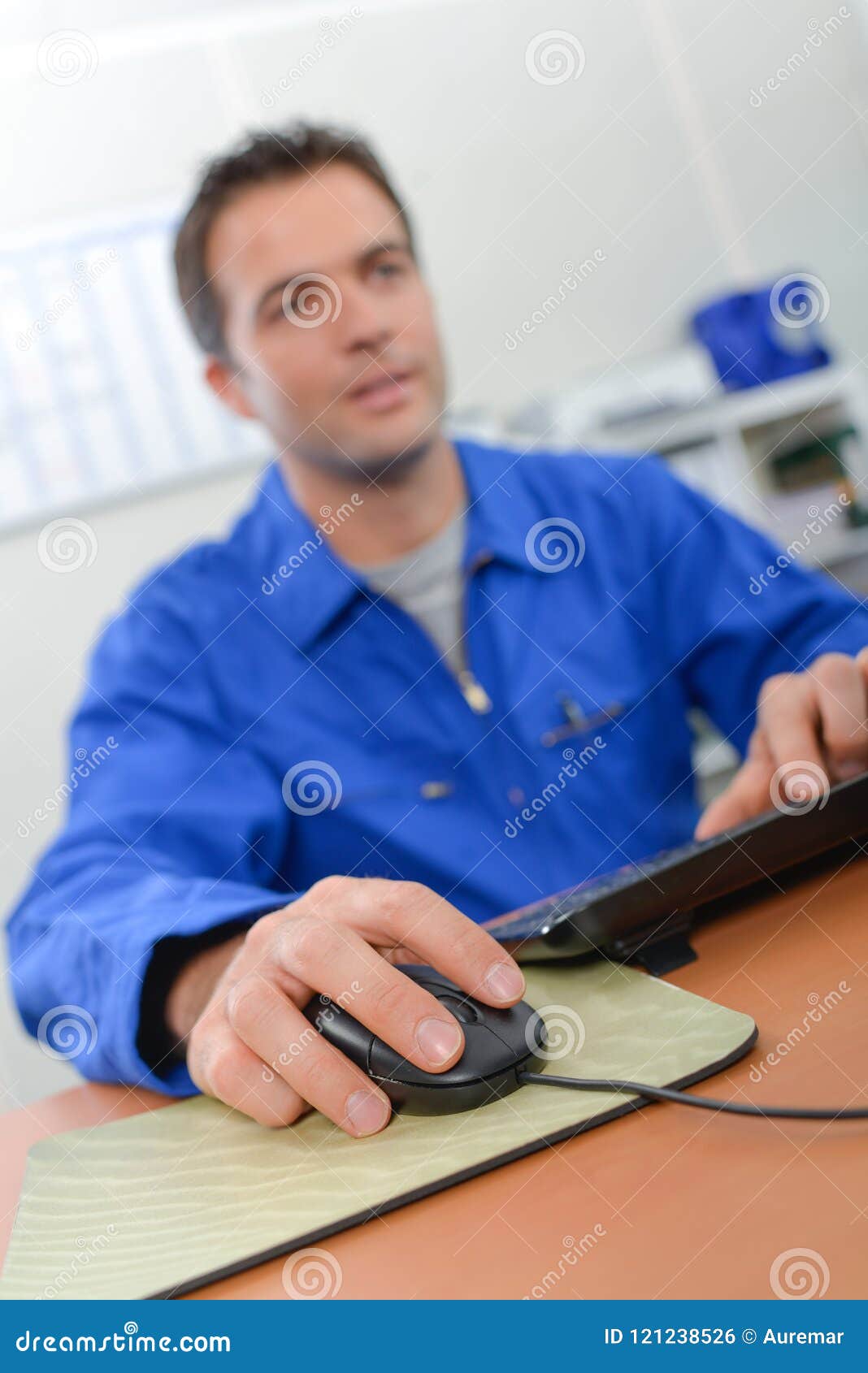 Man on Computer Hand on Mouse Stock Photo - Image of keyboard, click ...