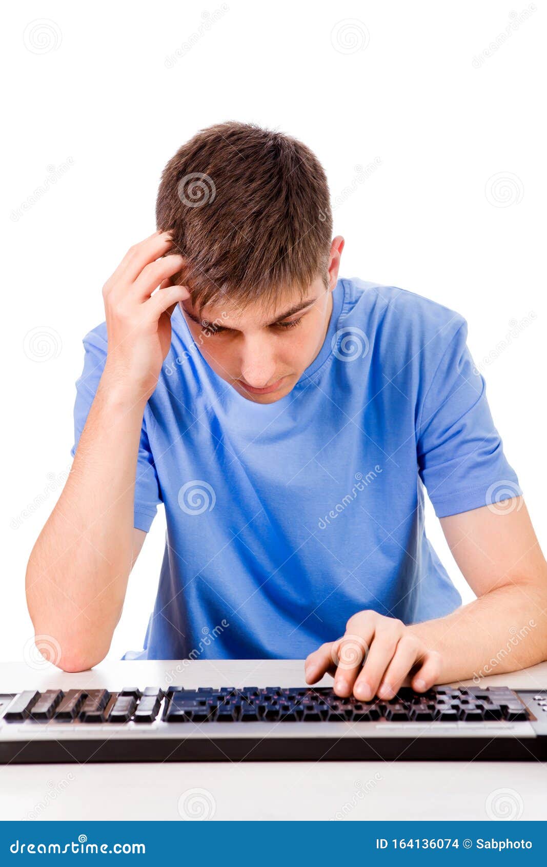 Man with a Computer Keyboard Stock Photo - Image of hands, education ...
